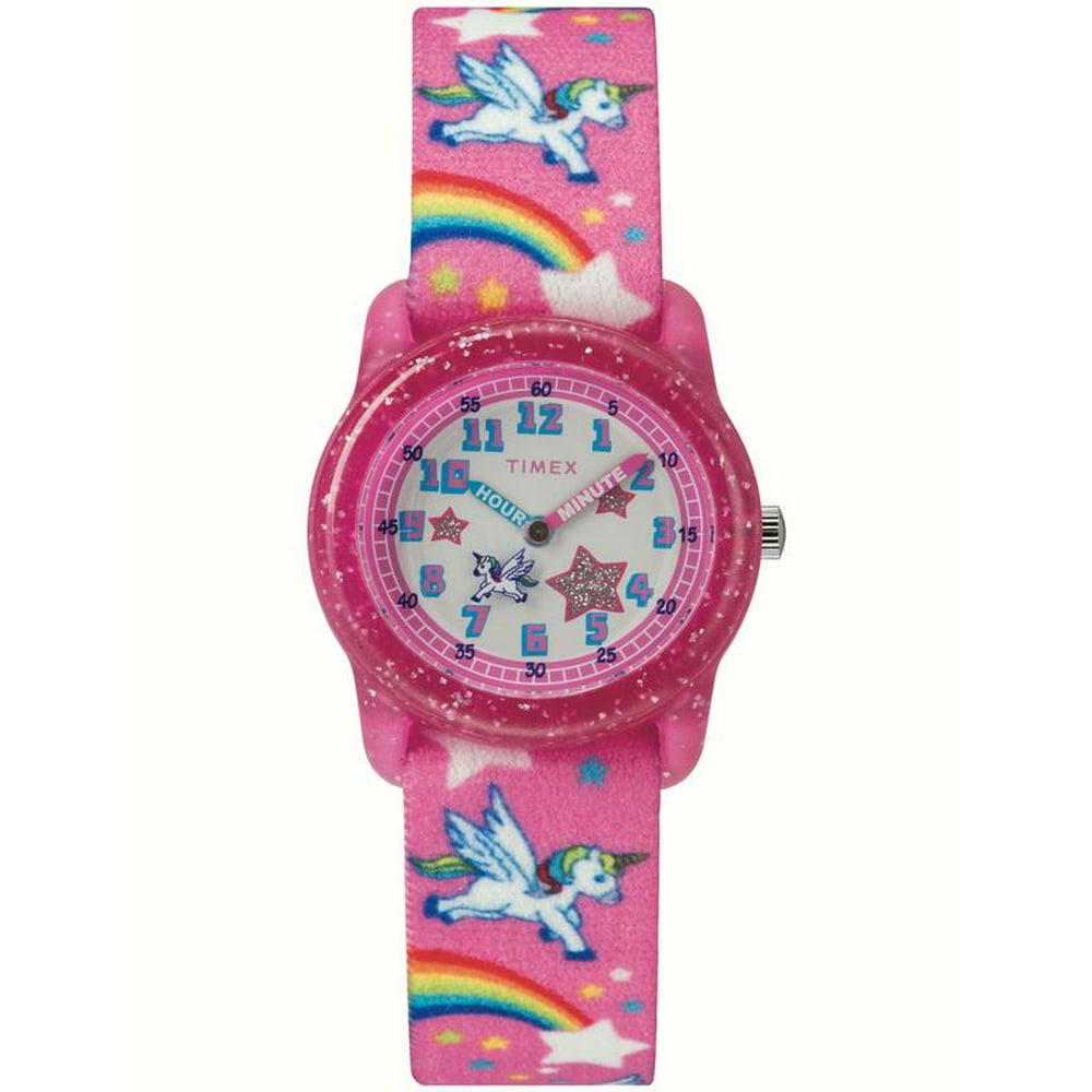 Timex - Girls Time Machines Pink/Rainbows & Unicorns Watch, Elastic ...