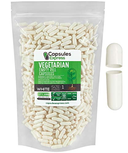 Capsules Express- Size 1 White Empty Vegan Capsules 1000 Count - Kosher ...