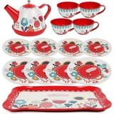 Kiddie Play, Tea Set for Little Girls, 15 pcs Floral Tin with Case ...