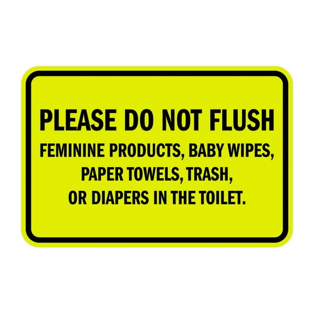 Classic Framed Please Do Not Flush Etiquette Yellow Black Medium