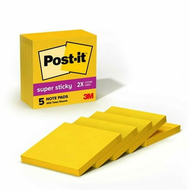 Post-it Super Sticky Notes Office Supplies, 2x2, Canary Yellow, 90/Pad ...