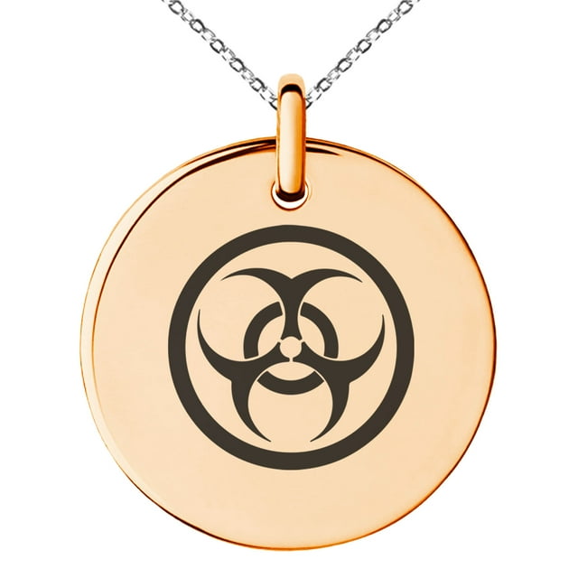Stainless Steel Encircled Biohazard Engraved Small Medallion Circle ...