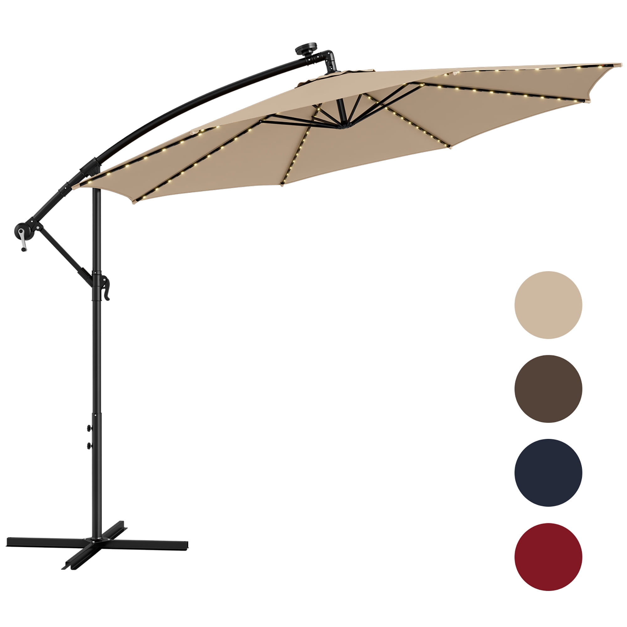 Click here for Gymax 10 Ft Offset Patio Umbrella Solar Powered Ca... prices