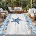 Blue Anchor Coastal Outdoor Rug, Summer Starfish Beach Coral Shell Wood ...