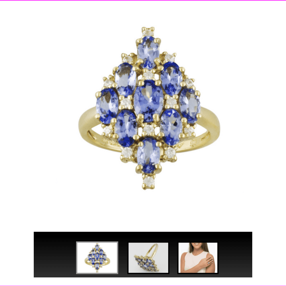 JTV - 1.96ctw Oval Tanzanite and .24ctw Round White Zircon 18k Gold ...