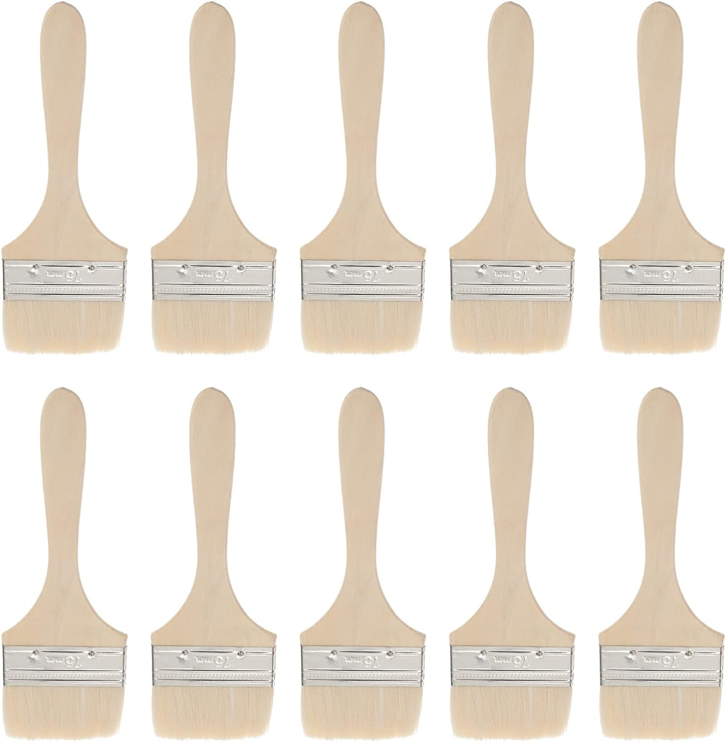 Grill Set 10pcs Chip Paint Brushes Natural Bristles Wooden Handle Flat ...