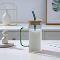 Shipiny Exquisite 400ml Transparent Glass Cup with Lid and Straw, Multi ...