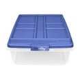 Hefty 40 Qt. Clear Plastic Storage Bin with Blue HI-Rise Lid, 6 Pack ...