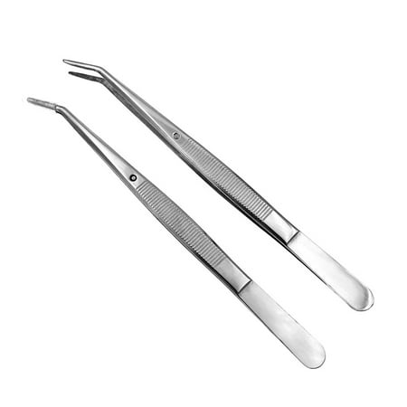 NETSENG sewing machine tweezers set (2 pc) serrated bent tips ...
