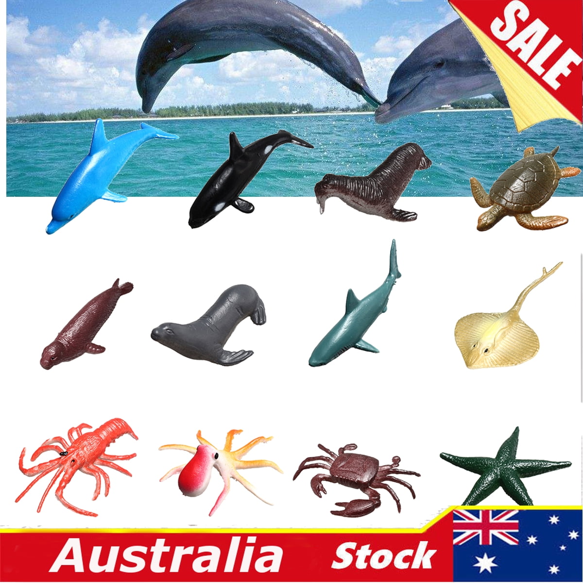 12pcs/set Ocean Animals Figure Sea Creatures Funny Dolphin Model Toys ...
