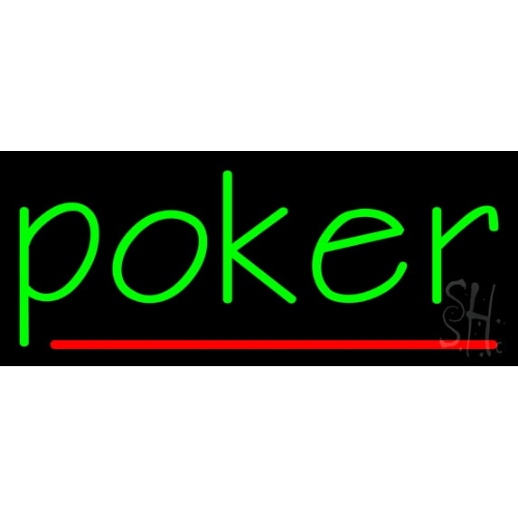 Vertical Poker 1 LED Neon Sign 10 x 24 - inches, Black Square Cut ...