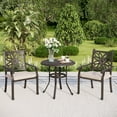 Captive Designs Outdoor Patio Retro Round Cast Aluminum Dining Table ...