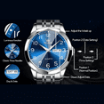 Free Shipping! OLEVS Classic Silver Watch Men Large Blue Face Mens ...