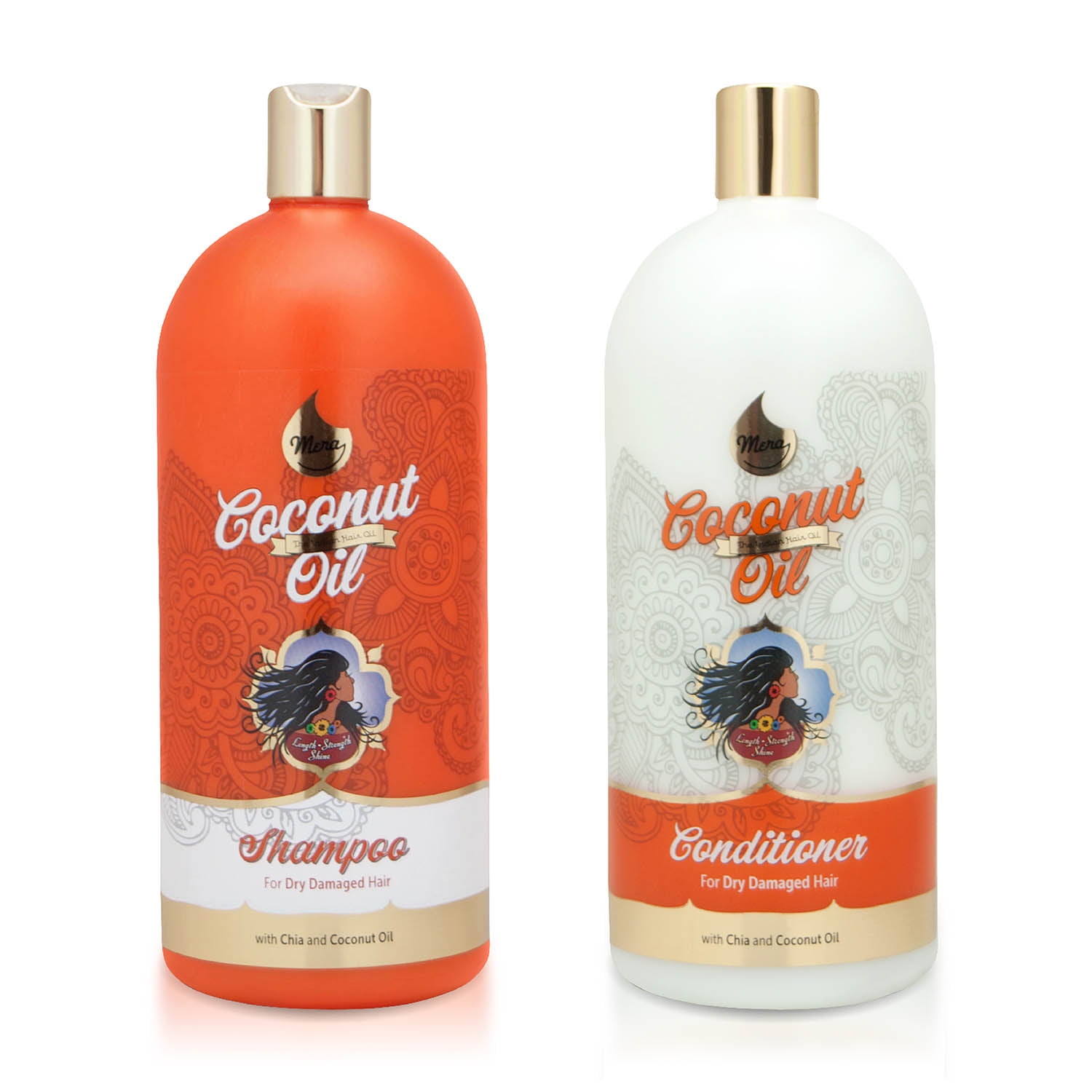 Mera Indian Shampoo & Conditioner Set Chia & Coconut Oil, Dry Damaged ...