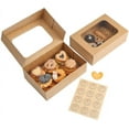 24 Pcs Cookie Boxes with Window for Paper Gift Giving Brown Bakery Gift ...
