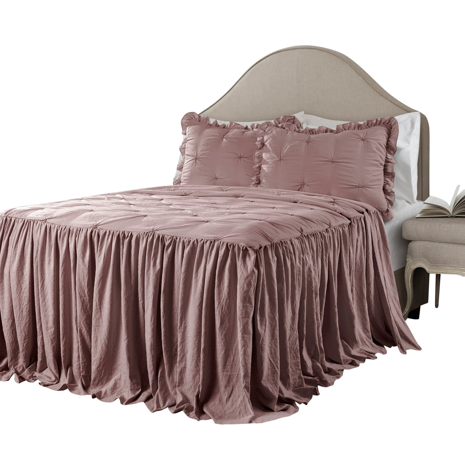 Lush Decor Ravello Pintuck Ruffle Bedspread, Twin, Woodrose, 2-Pc Set ...