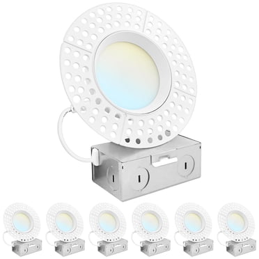 Luxrite 3 Inch Trimless LED Recessed Lighting, 15W, 1100LM, 5CCT ...