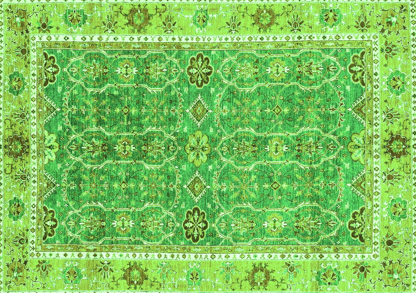 Ahgly Company Indoor Rectangle Oriental Green Traditional Area Rugs, 2 ...