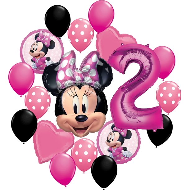 Minnie Mouse Party Supplies 2nd Birthday Balloons Bundle with Character ...