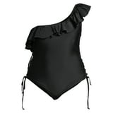 XOXO Women’s Plus Size Ruffle One-Shoulder One-Piece Swimsuit - Walmart.com