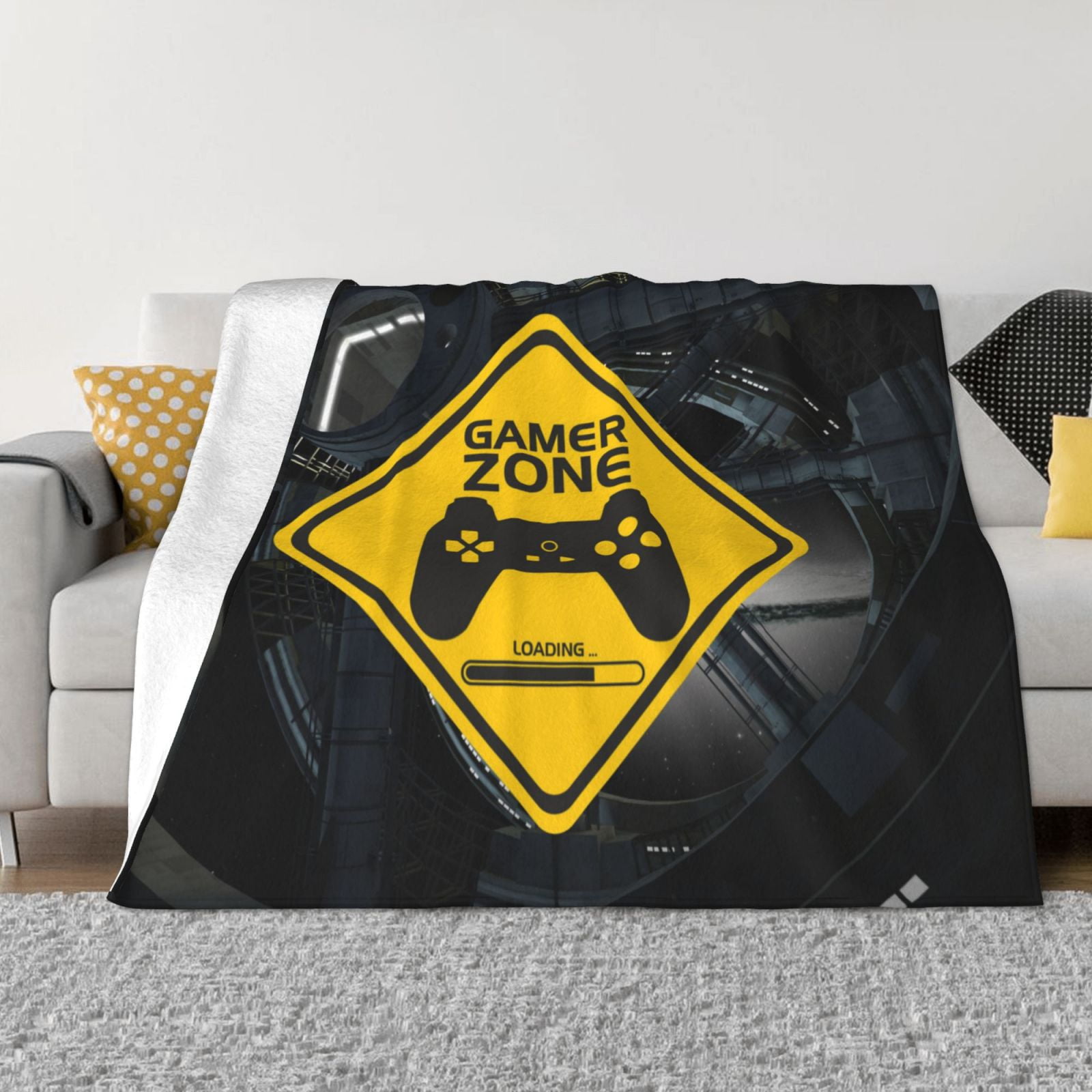 XMXT Throw Blanket, Game Player Zone Warning Signs Machine Washable ...
