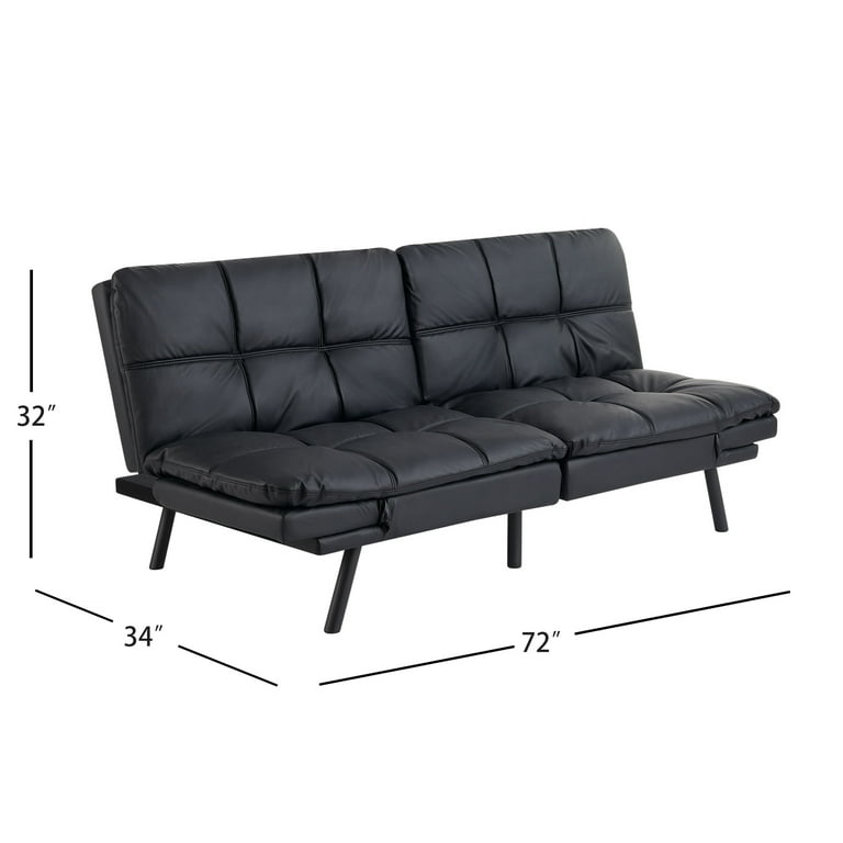 Mainstays Memory Foam Futon with 72 Black Faux Leather Walmart