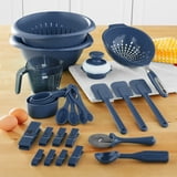 Mainstays 28-Piece Plastic Kitchen Tools and Gadgets Set, Navy Blue ...