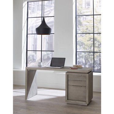 Modus Furniture One Live Edge Edge Executive Desk in White Oak and ...