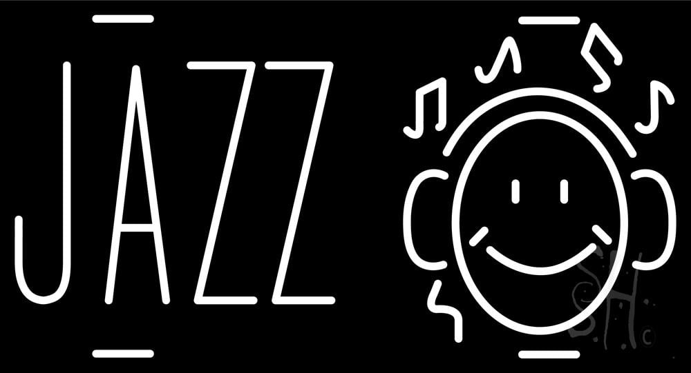 Jazz With Smiley LED Neon Sign 20" Tall x 37" Wide - inches Black ...