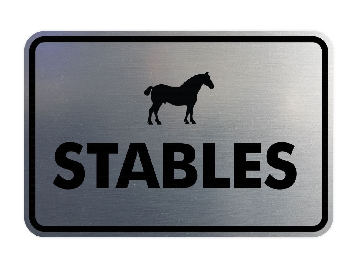 Signs ByLITA Classic Framed Stables Sign (Brushed Silver) - Small ...