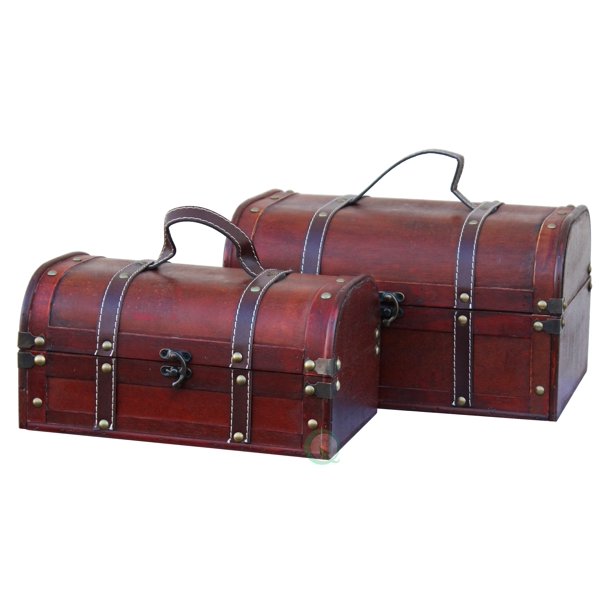 Decorative Wooden Treasure Boxes, Set of 2 - Walmart.com