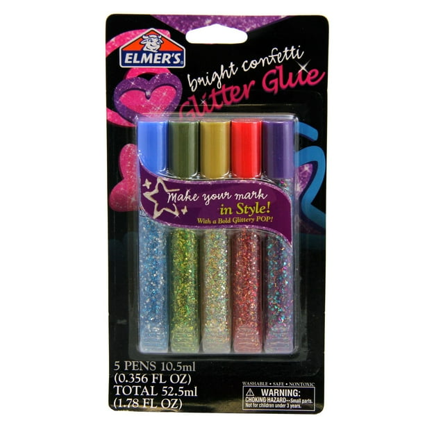 Elmer's 3D Glitter Paint Pen Set, 5 Fluorescent Colors - Walmart.com ...