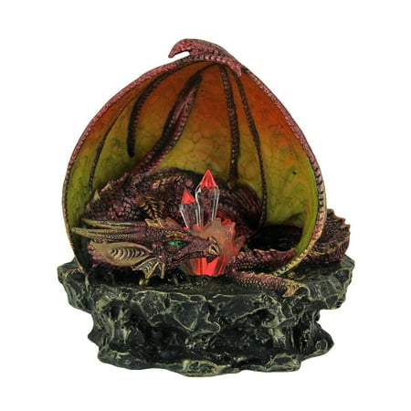 Protective Red Dragon Guarding Color Changing LED Crystals Statue ...