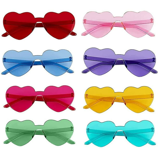 Heart Shaped Rimless Glasses, 8 Pair Love Heart Glasses Candy Colors ...
