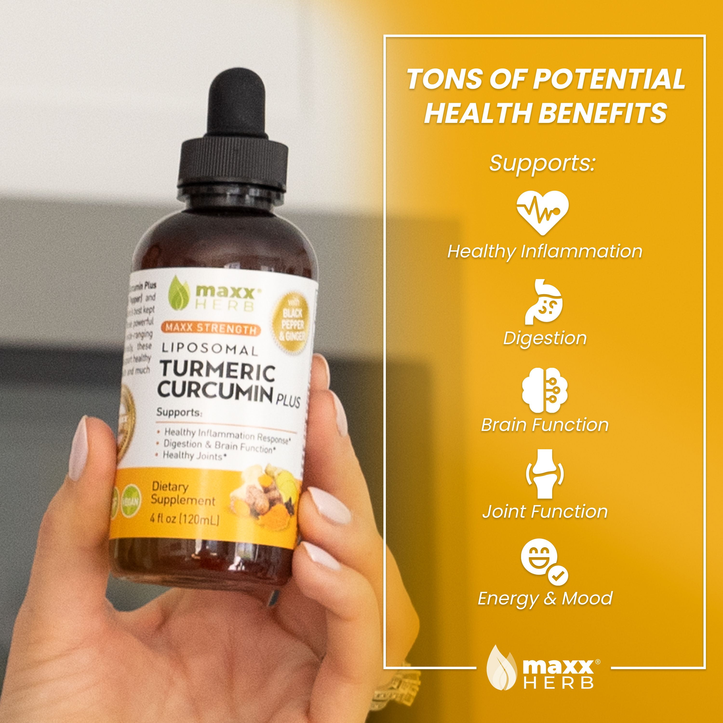 Buy Maxx Herb Liposomal Turmeric Extract, Black Pepper & Ginger, 4 Oz ...