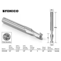 Yonico CNC Router Bit Up Cut Solid Carbide 1/8" X 1/2" X 1/4" X 2 ...