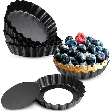 4 Inch Tart Pans, on-Stick Q iche Pan Removable Bottom ini Tart Pans ...