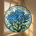 Blue Flower Stained Glass Suncatcher, Window Hanging Ornament, Vibrant ...