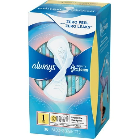 Always Infinity FlexFoam Pads for Women Size 1 Regular Absorbency, Zero ...