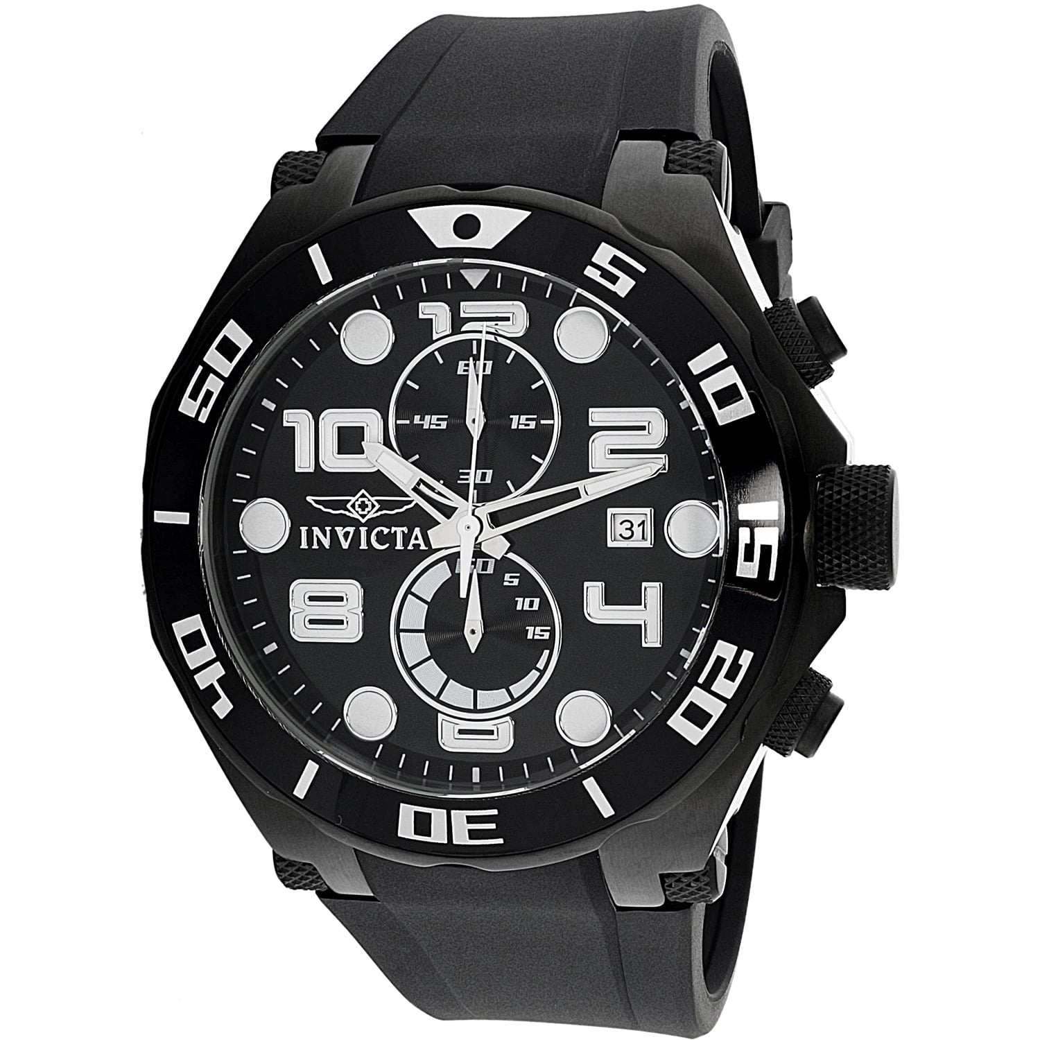 Invicta Men's Pro Diver 15397 Black Silicone Japanese Chronograph Dress ...
