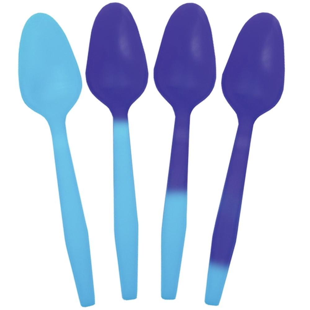 [100 Count] Crazy Color Changing Plastic Spoons - Blue to Purple When ...