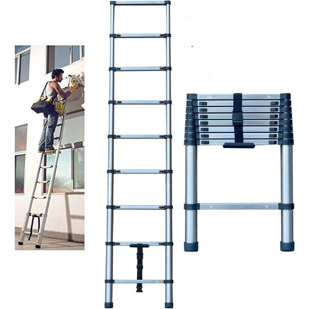 Dayplus 8.5ft/2.6m Stainless Steel Telescopic Extension Ladder ...