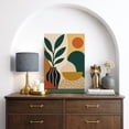 Canvas Print Wall Art Green Leaves in Striped Vase with Abstract Shapes ...