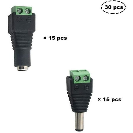 Dc 12v Connector 30 Pieces Dc Male And Female Dc Connector Plug Adapter ...