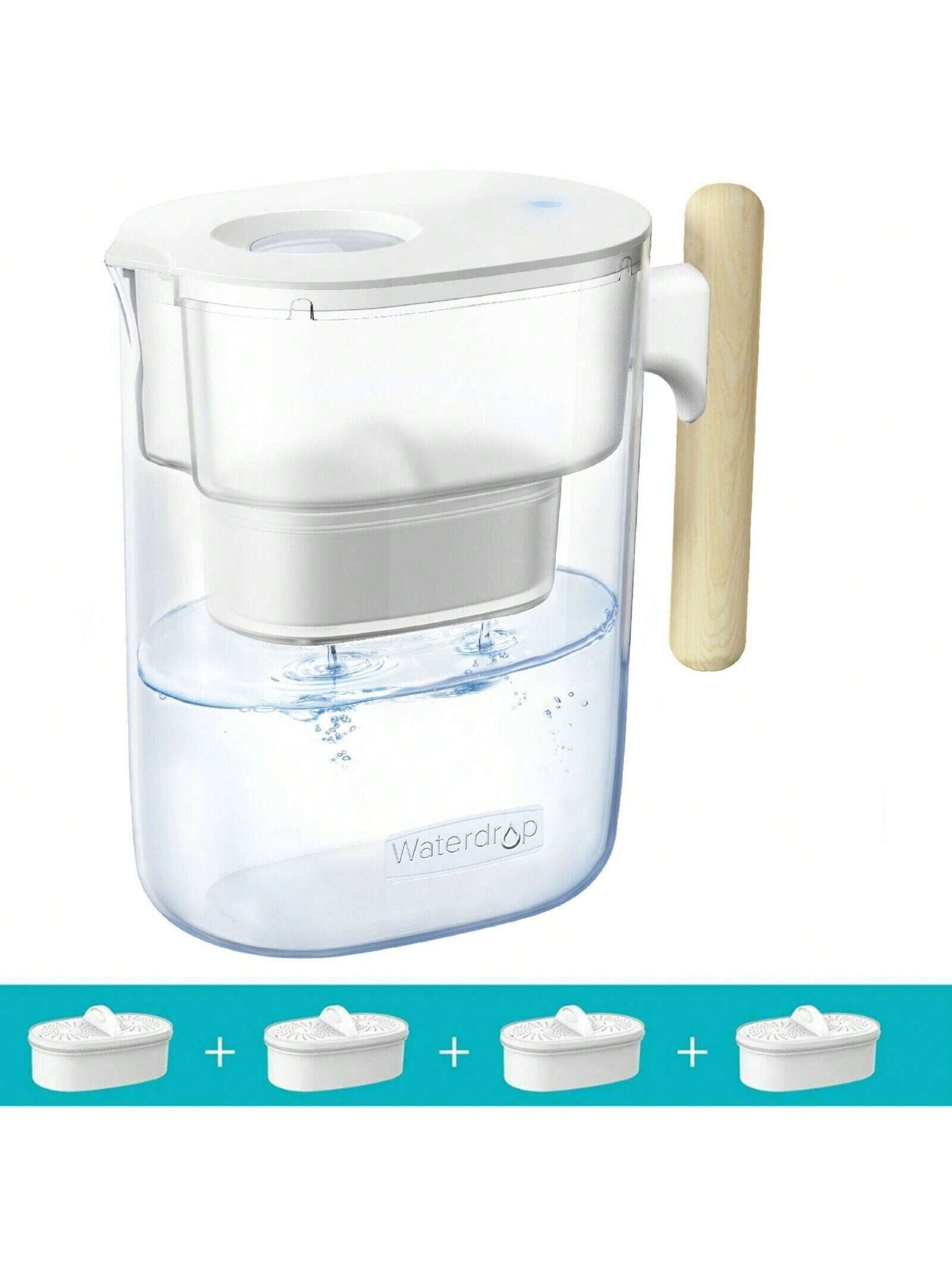 Waterdrop 200-Gallon Long-Life Water Filter Pitcher with 4 Filter, 5X ...