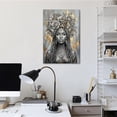 1Modern Black and White Woman Portrait Canvas Wall Art Gold Floral ...