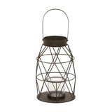 DecMode Farmhouse 15 x 7 inch iron geodesic cage candle holder ...