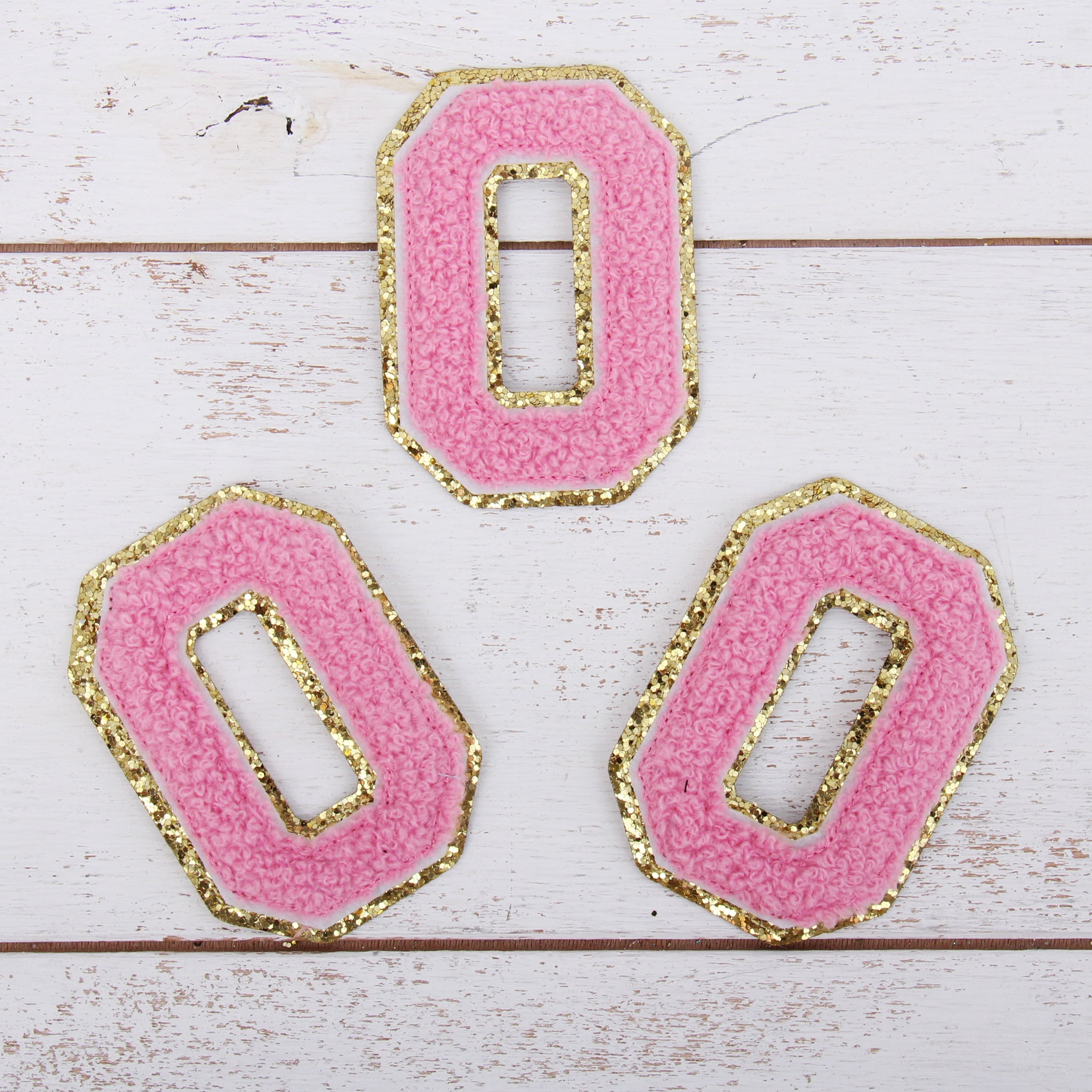 3 Pack Chenille Iron On Glitter Varsity Letter "O" Patches - Pink ...