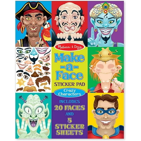 Make-A-Face Sticker Pad - Crazy Characters, 20 Faces, 5 Sticker Sheets ...