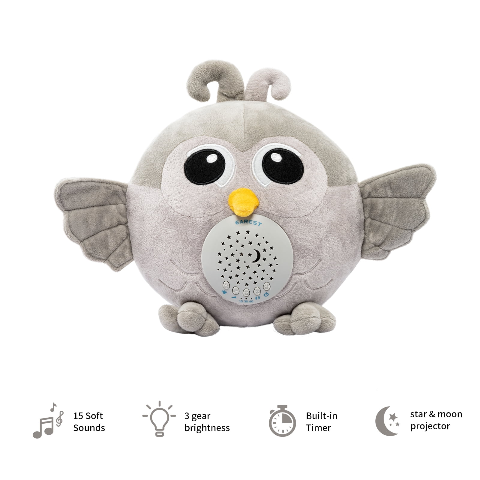 EAREST Baby Sleep Soother White Noise Machine Night Light Projector ...